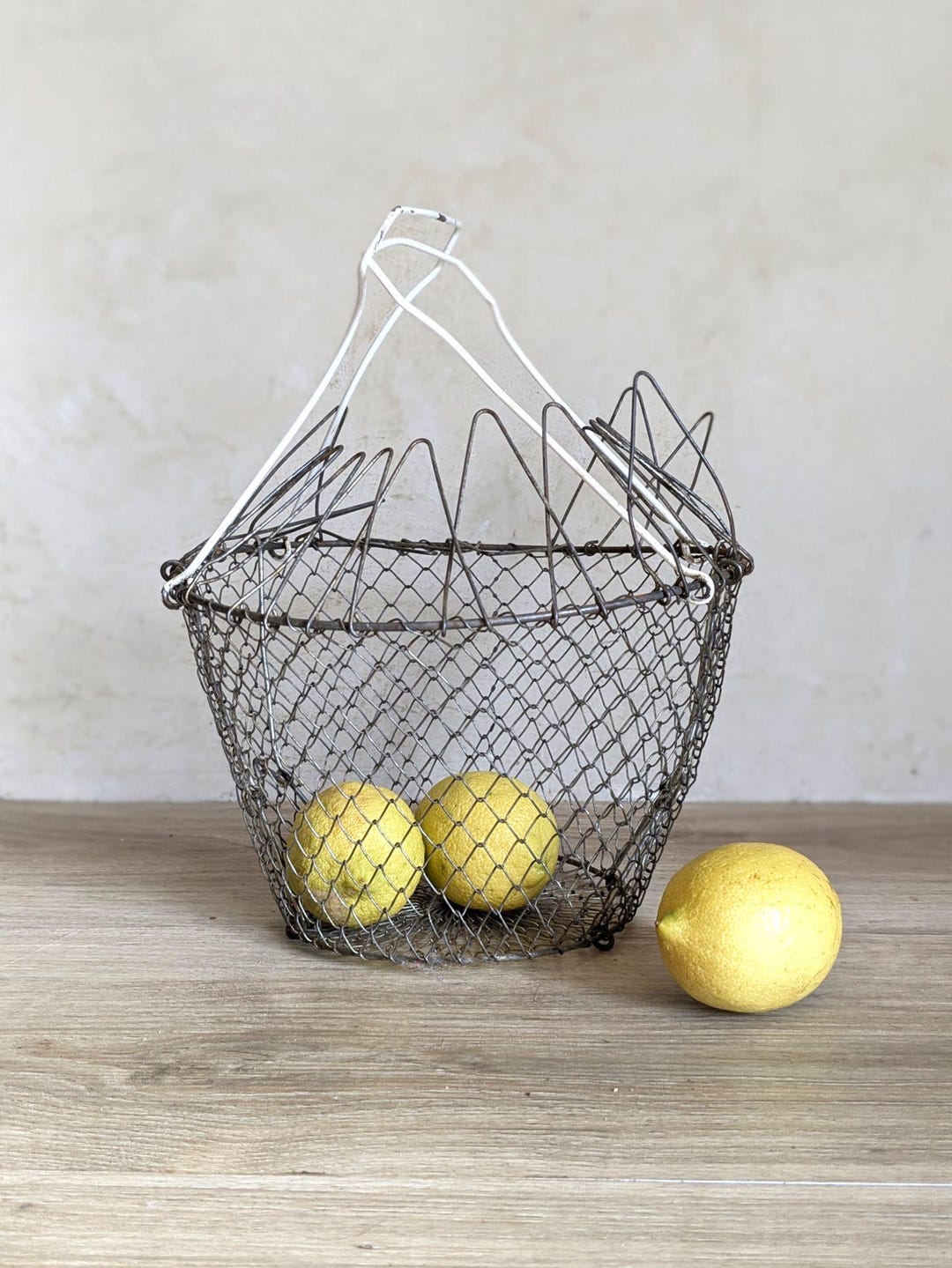 Vintage French Authentic Salad Basket / Egg Basket / Metal Colander ...
