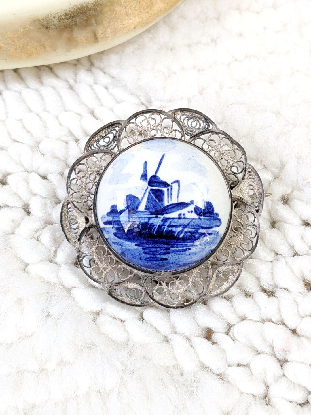 Vintage Delft Blue Silver Brooch 1900, Antique Jewelry, Old Vintage - Etsy