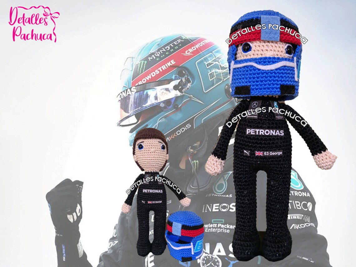 George Russell Mercedes F1 Formula 1 Racing Driver Crochet Plushie Doll ...