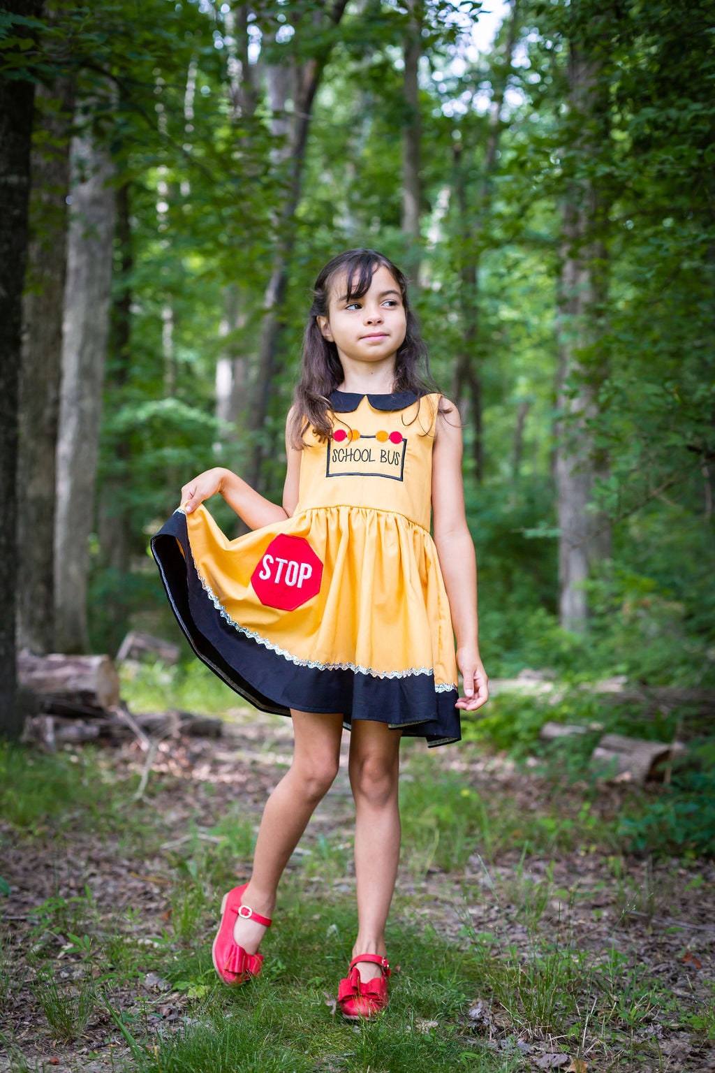 Girls School Bus Dress, Handmade First Day Outfit - Etsy