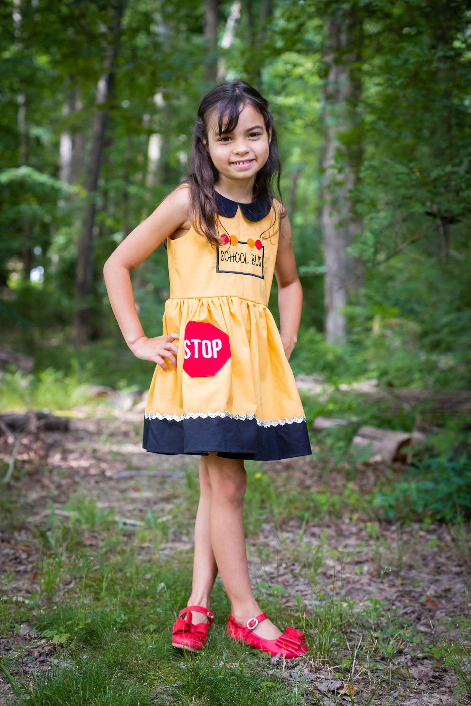 Girls School Bus Dress, Handmade First Day Outfit - Etsy