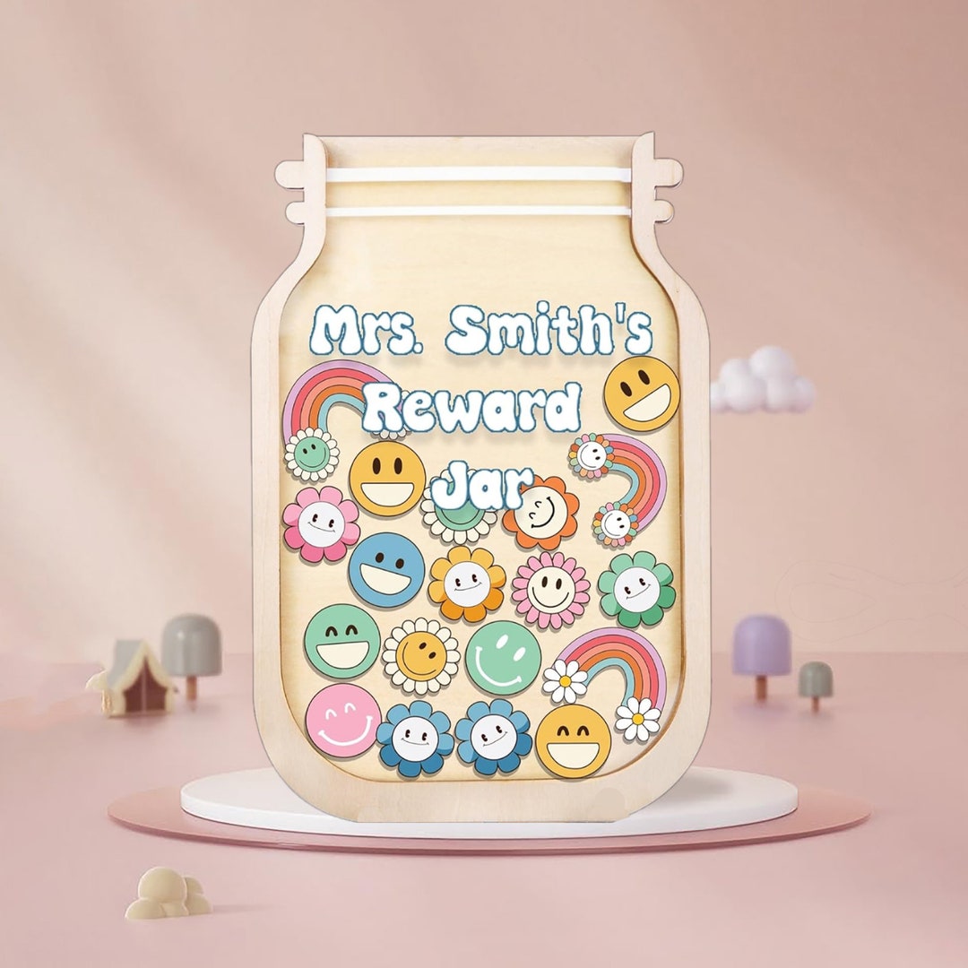 Personalized Reward Jar With Tokens, Cute Reward Chart for Kids ...
