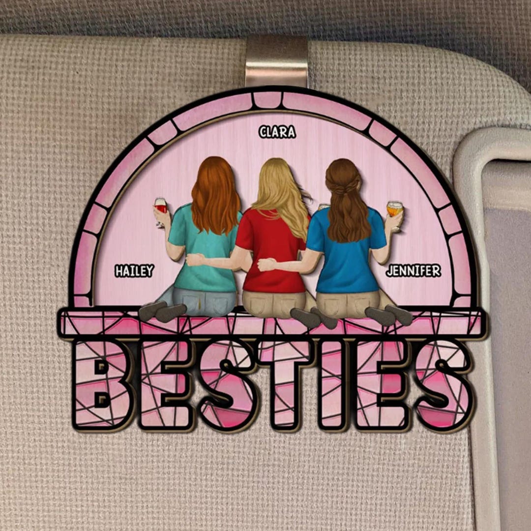 Custom Besties Car Visor Clip, Custom Sun Visor Clip, Personalized Best ...