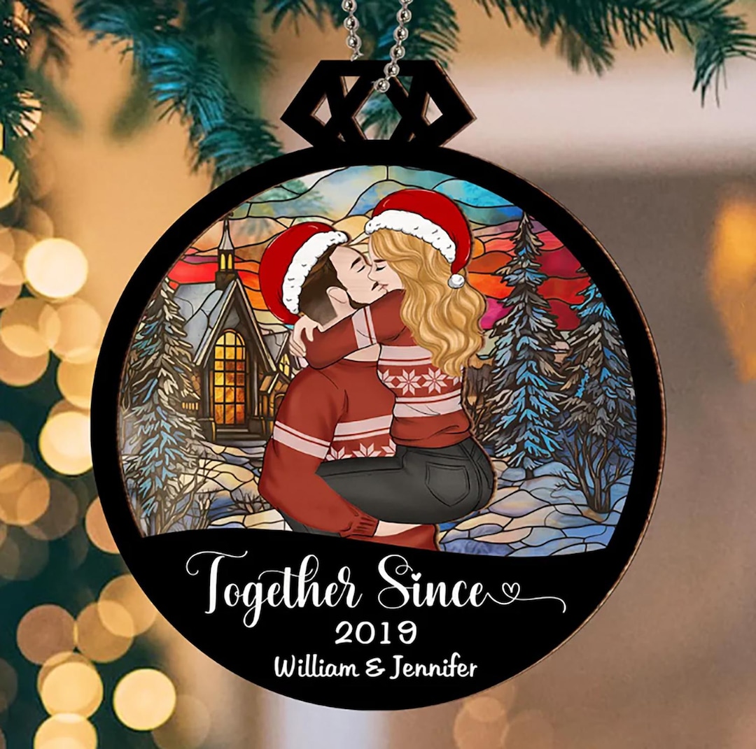 Personalized Couples Kissing Suncatcher Ornament, Personalized Couple ...
