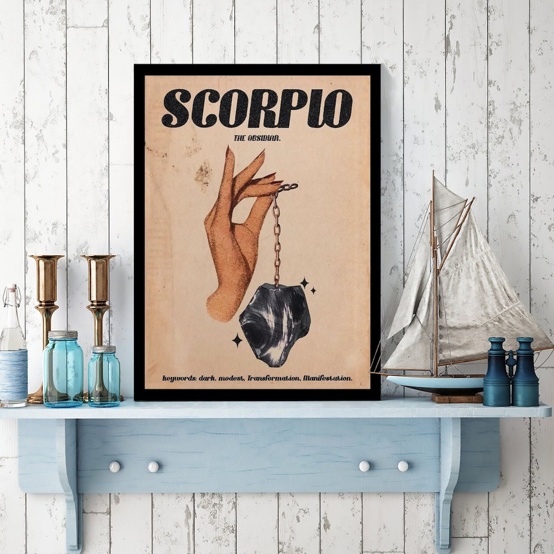 Unframed Scorpio the Obsidian Vintage Poster, Scorpio Zodiac Poster ...