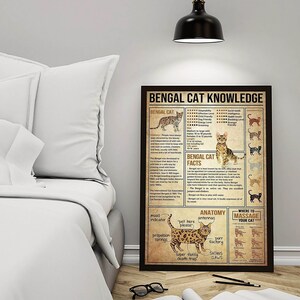 Unframed Bengal Cat Knowledge Poster, Bengal Cat Facts , Cat Lover Gift ...