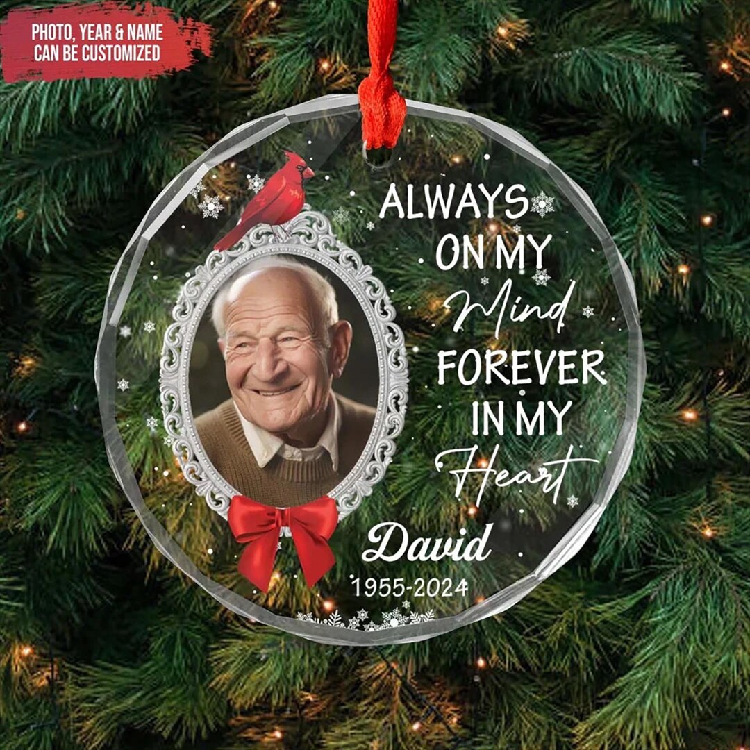 Personalized Memorial Ornament, Custom Memory Glass Ornament, Keepsake ...