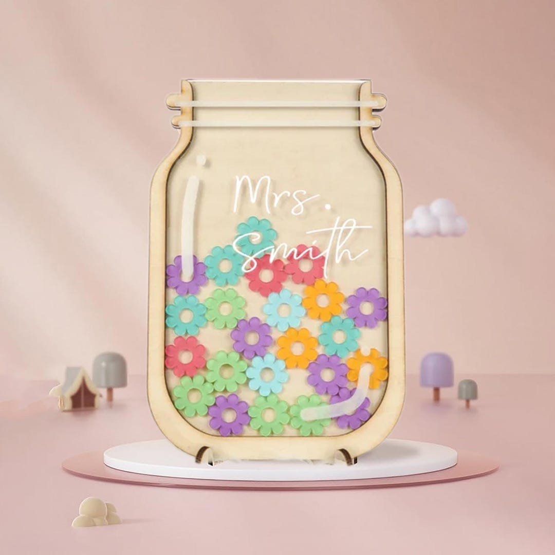 Custom Star Reward Jar for Classroom Behavior, Personalized Flower ...