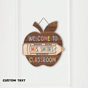 Custom Teacher Welcome Back to School Gift, Teacher Retro Wood Apple ...