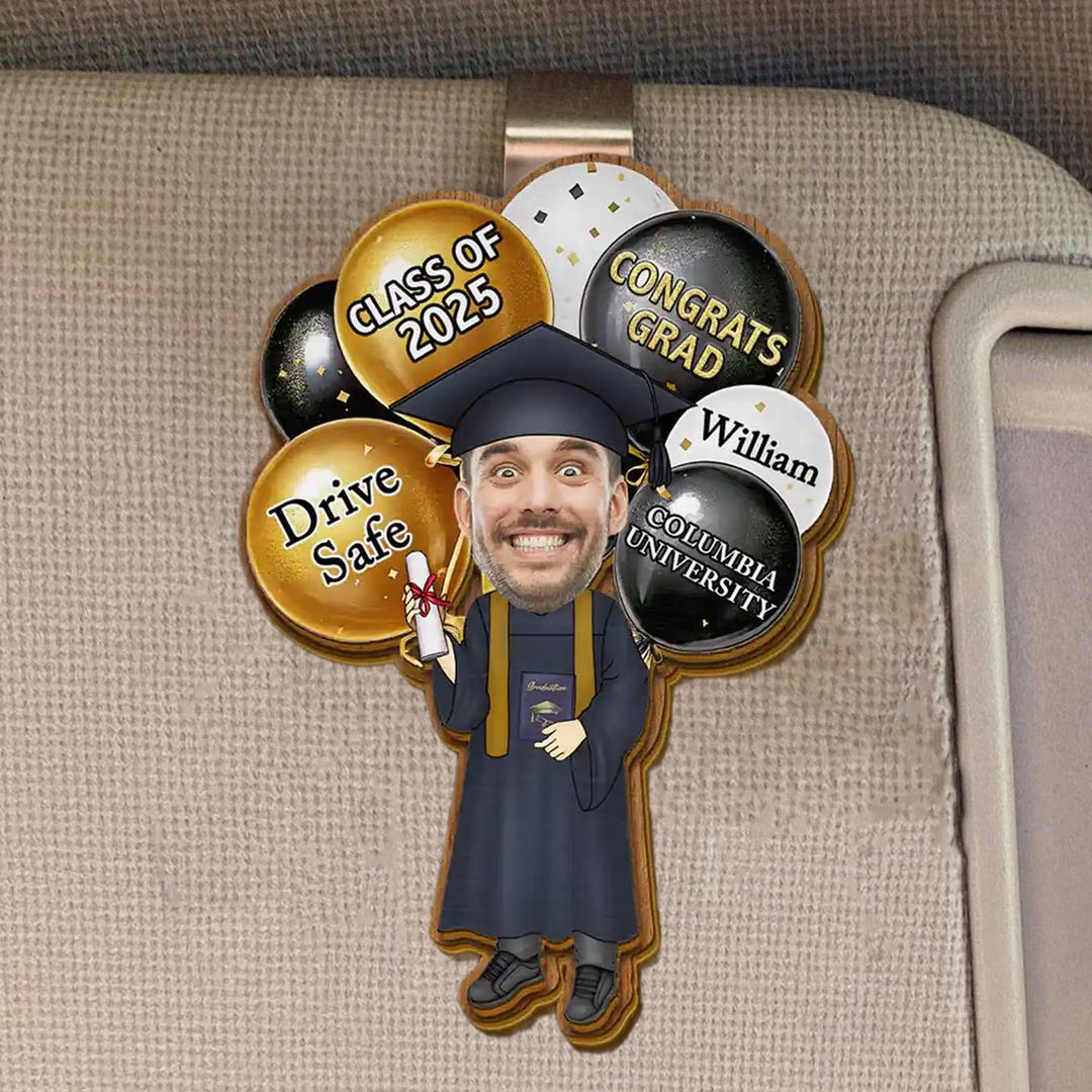 Personalized Photo Sun Visor Clip, Custom Graduation Photo Car Visor ...