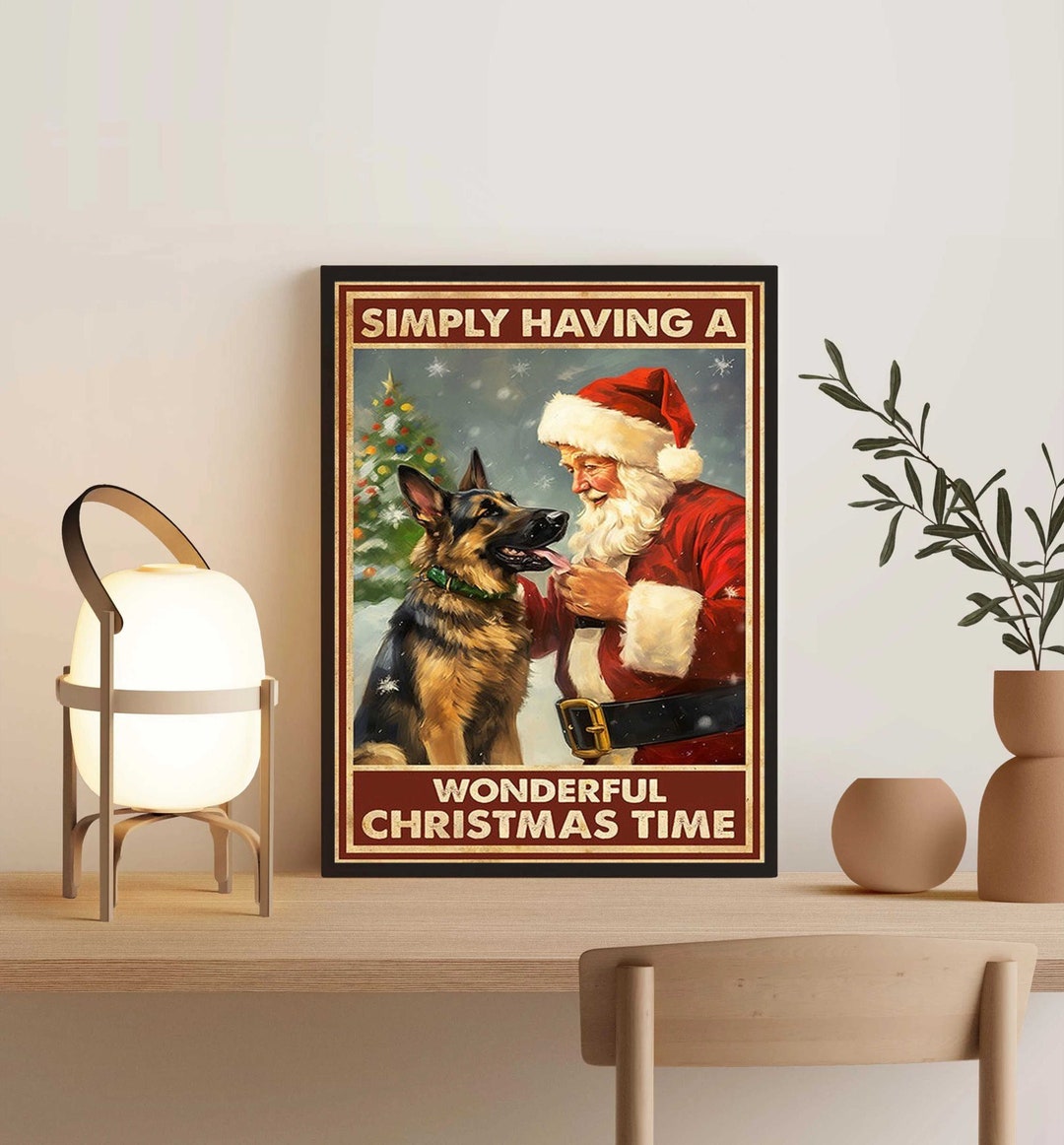 Unframed Simply Having A Wonderful Christmas Time , German Shepherd ...