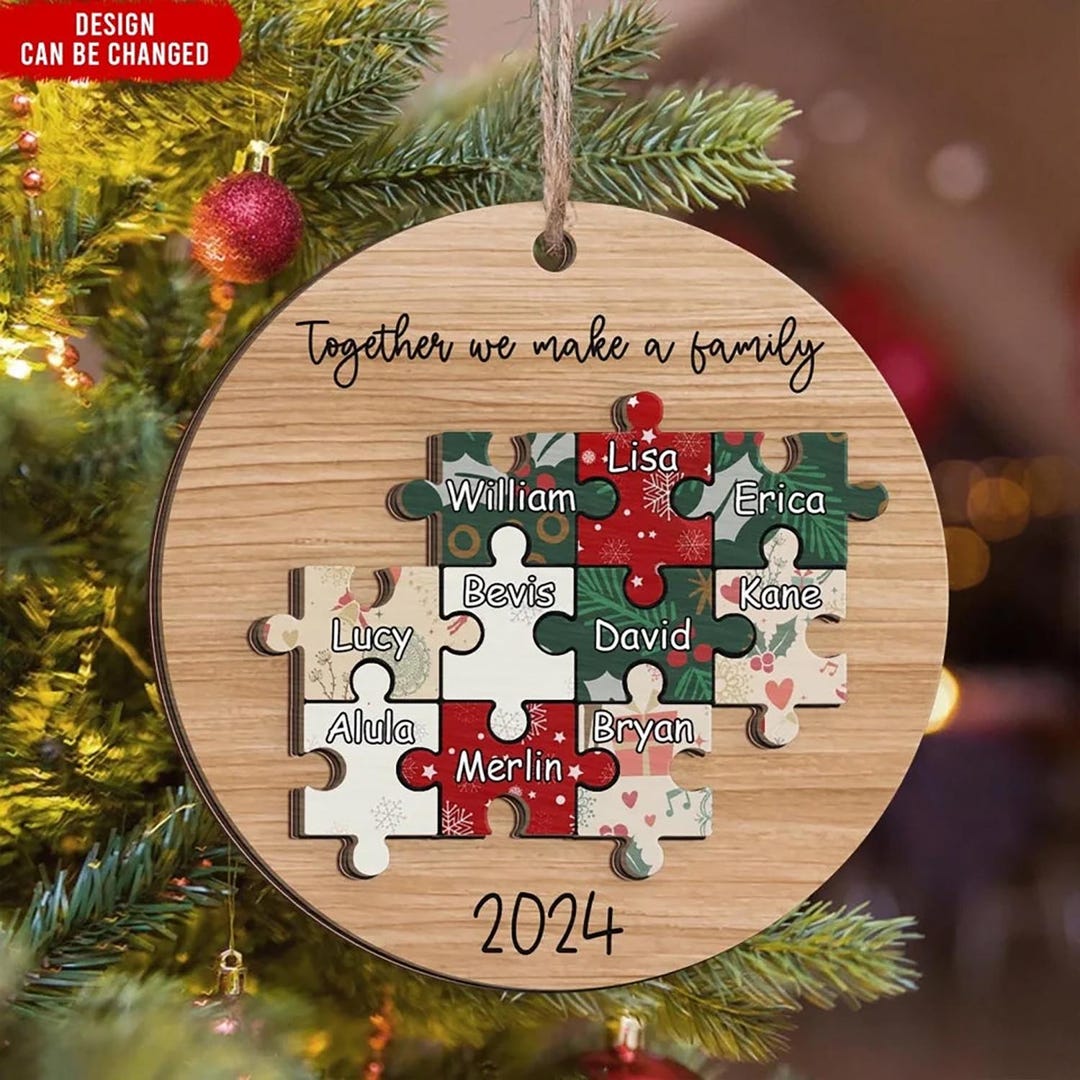 Personalized Puzzle Piece Ornament, Custom 2-layers Wooden Ornament ...