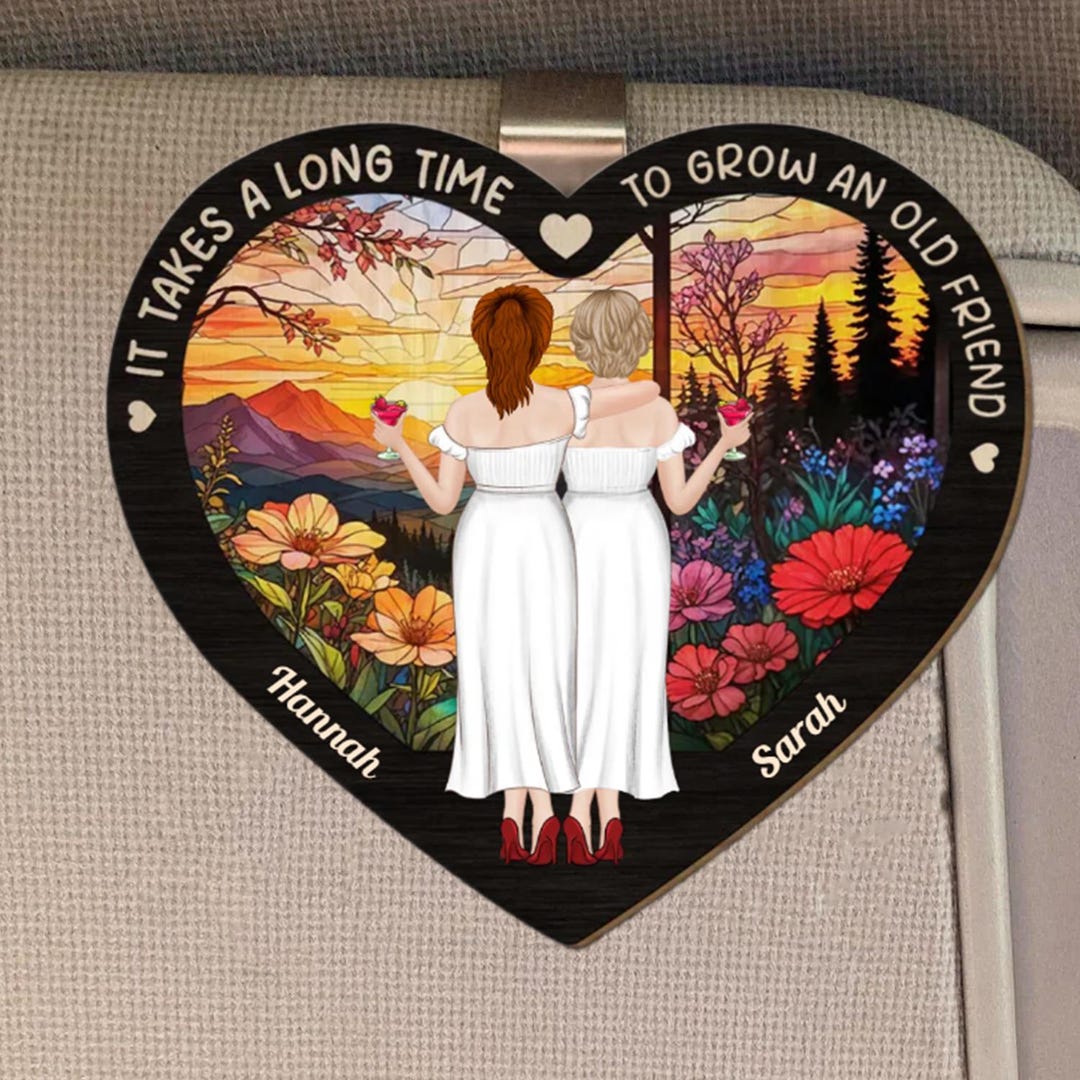 Personalized Besties Car Visor Clip, Bestie Old Friends Take Time to ...