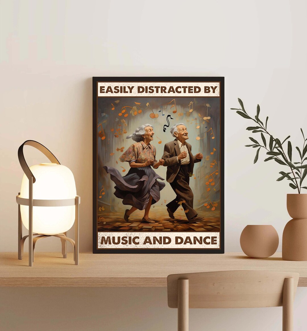 Unframed Easily Distracted by Music and Dance Vintage Poster, Couple ...