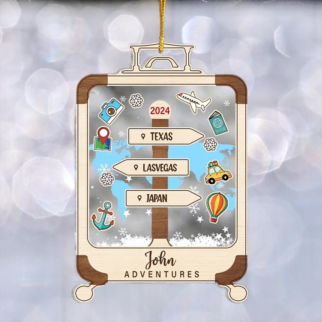 Custom My Travel Wish List Ornament, Personalized Travel Adventure ...