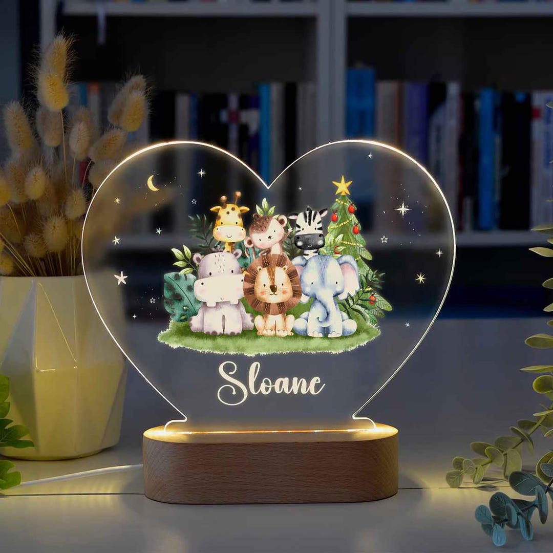Custom Night Light Baby, Lion Giraffe Zoos Safari Animals Night Light ...