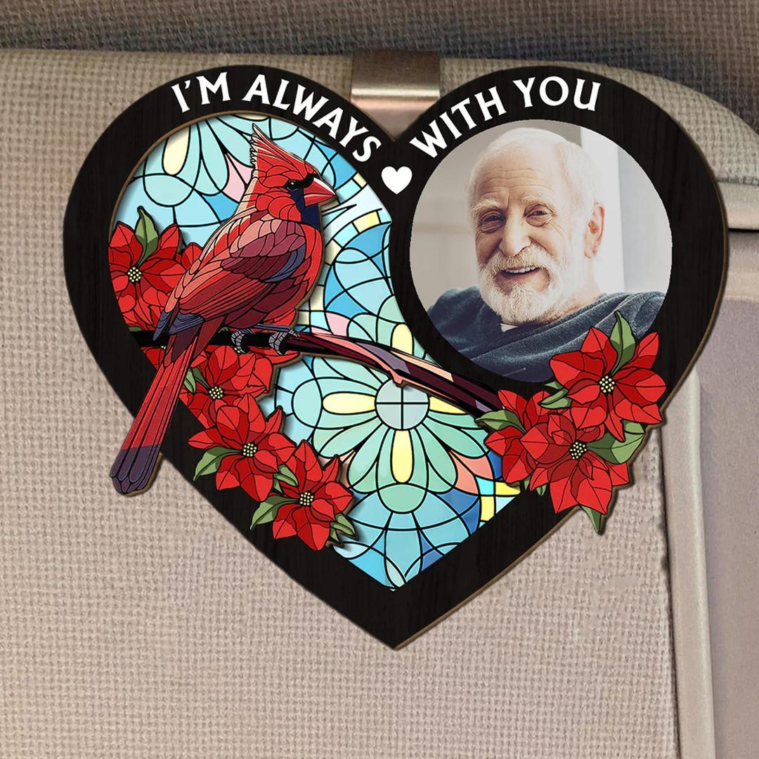 Custom Memorial Photo Car Visor Clip, Always With You Memorial Heart ...