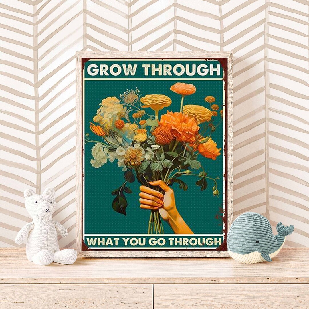Grow Through What You Go Through Poster, Girl Pot Head Art, Love ...