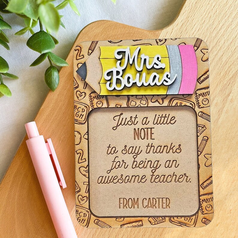 Personalized Teacher Rainbow Sticky Note Holder, Teacher Appreciation ...