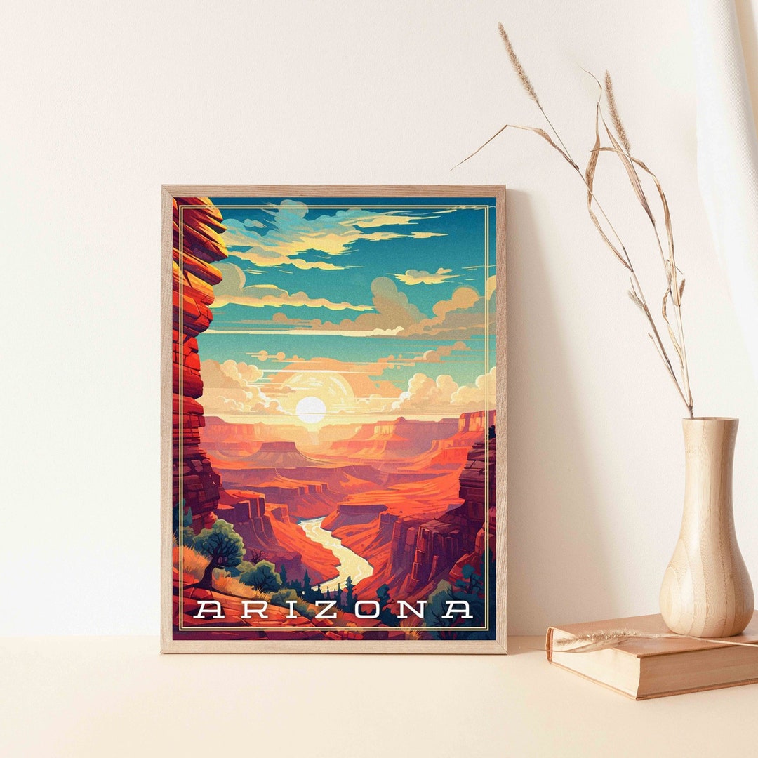 Arizona Grand Canyon Poster, Vintage Arizona Art Print, Arizona Photo ...