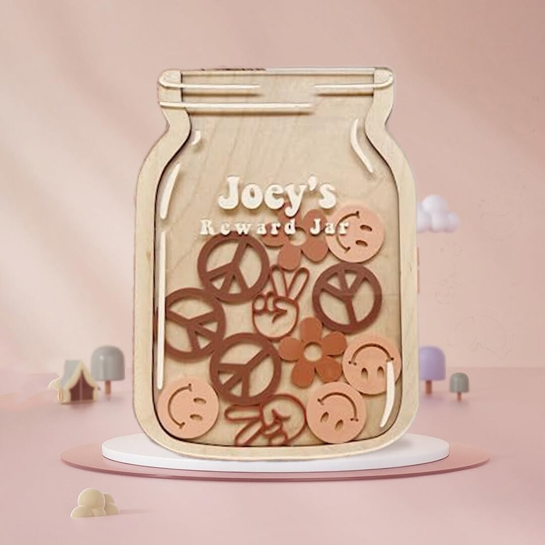 Custom Potty Reward Jar and Tokens, Retro Peace Sign Jar Chore Chart ...