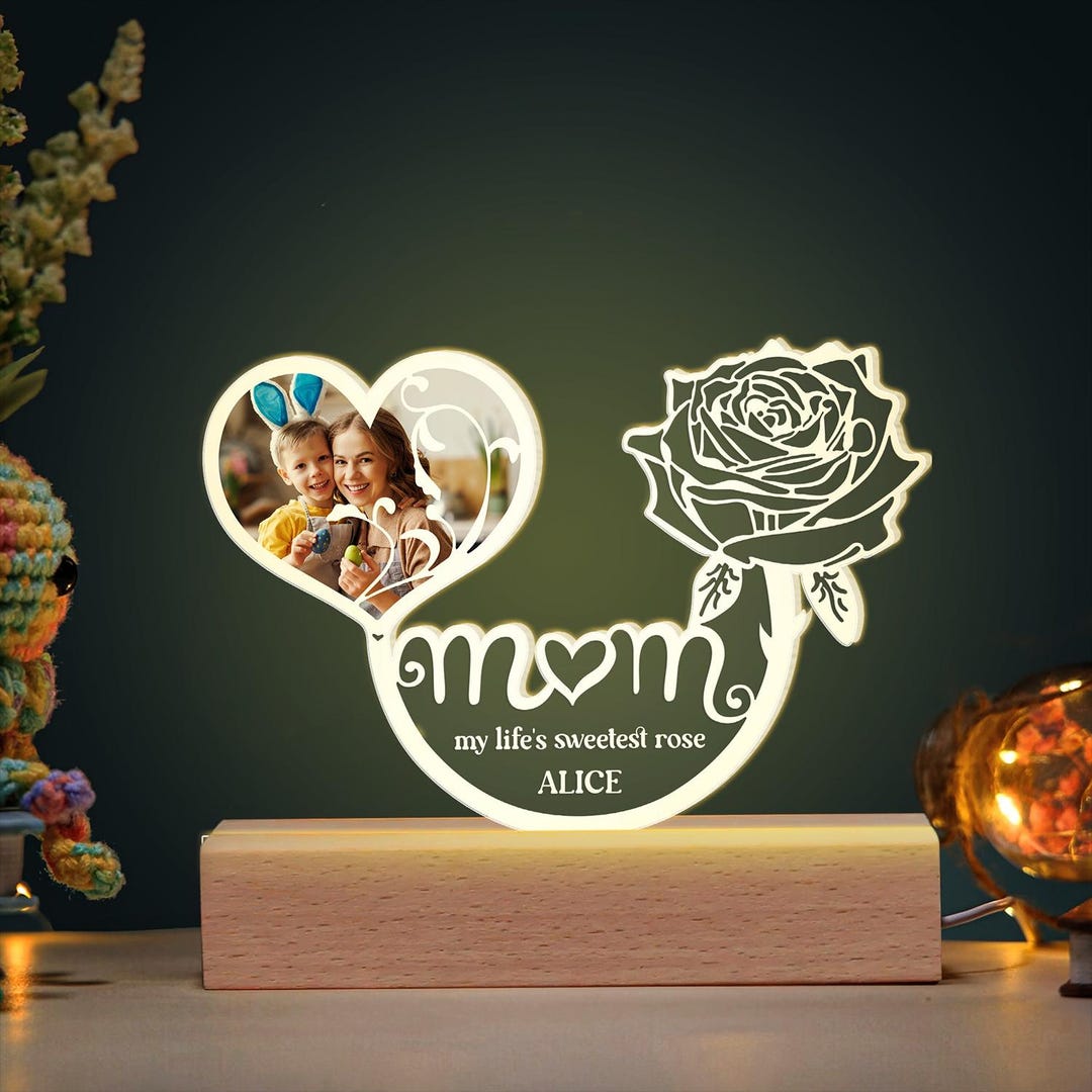 Custom Mom Photo Collage Night Light, Custom Mom Photo Gift, Mom ...