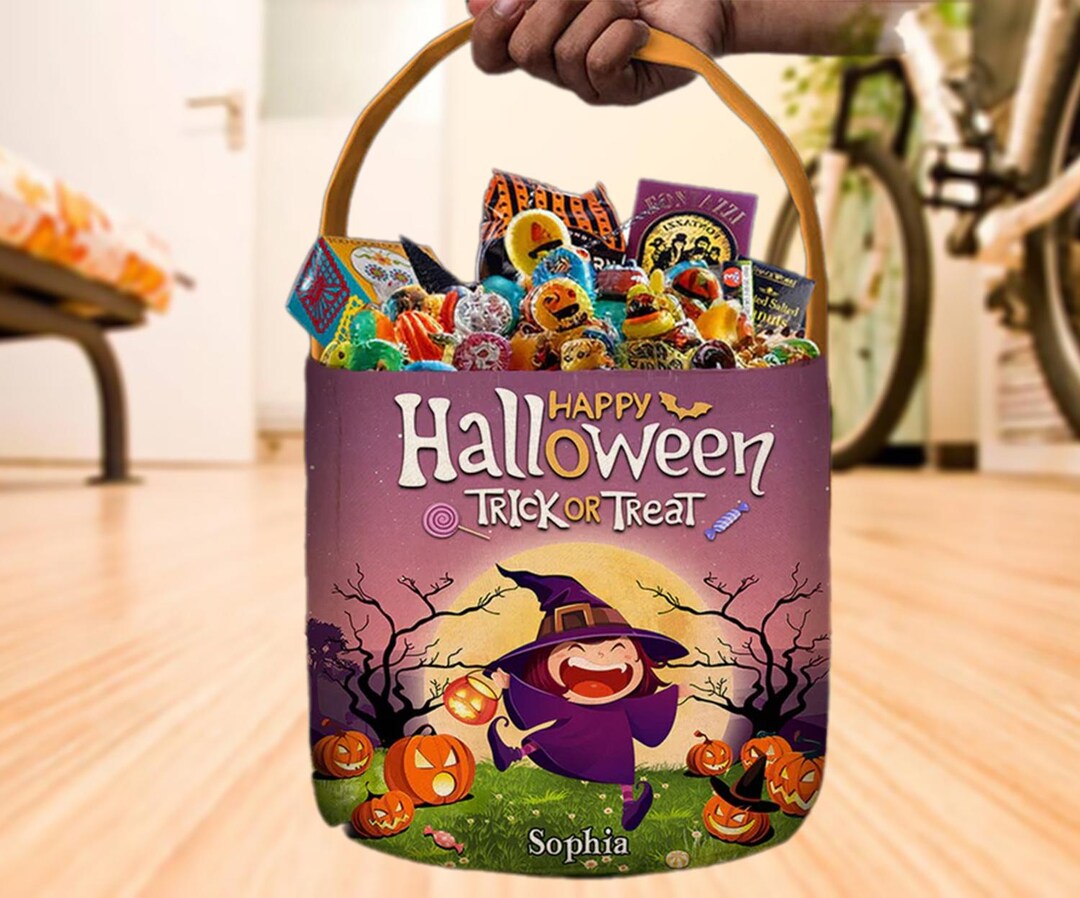 Personalized Halloween Baskets, Custom Trick or Treat Halloween Basket ...