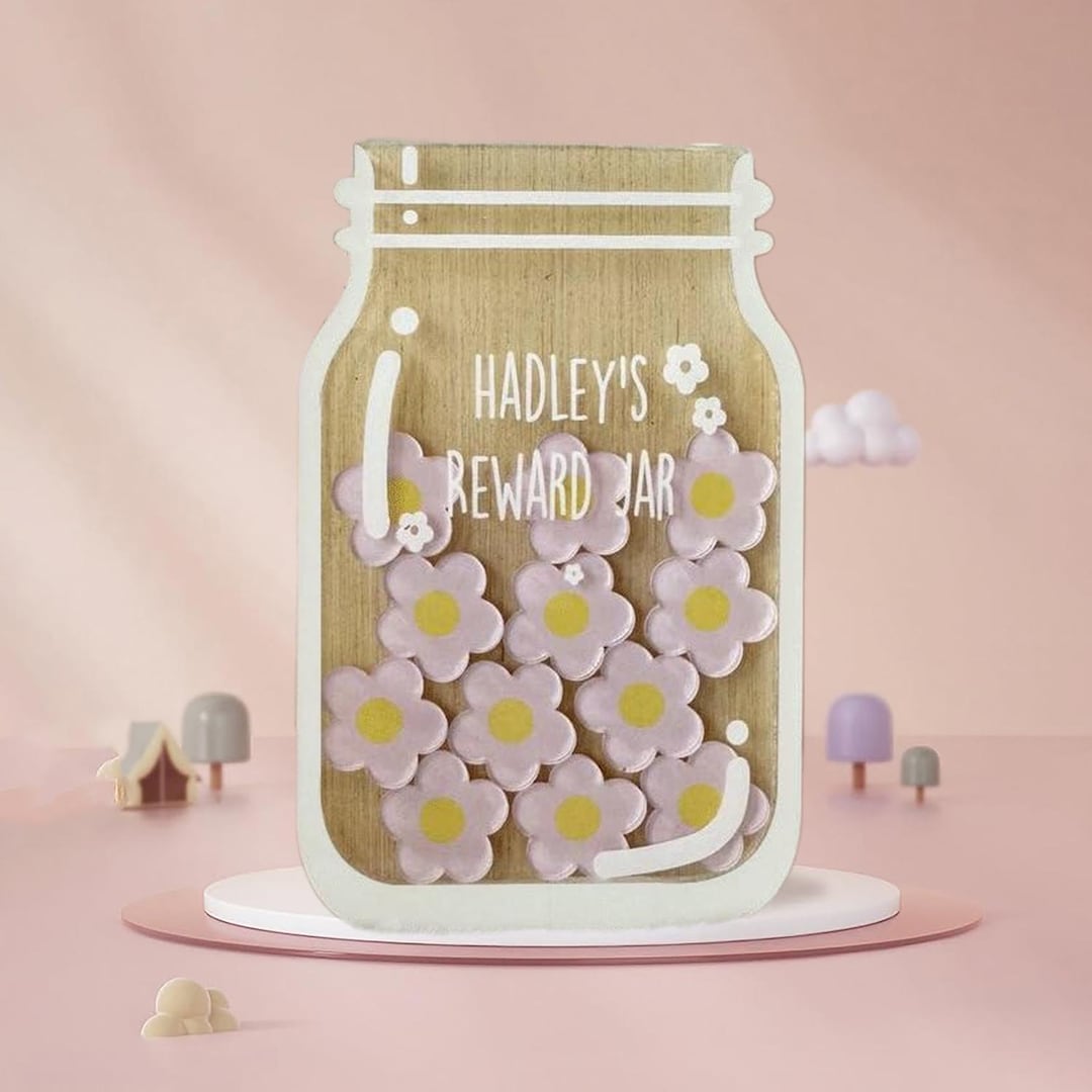 Personalized Flower Reward Jar for Kids, Custom Name Reward Jar ...