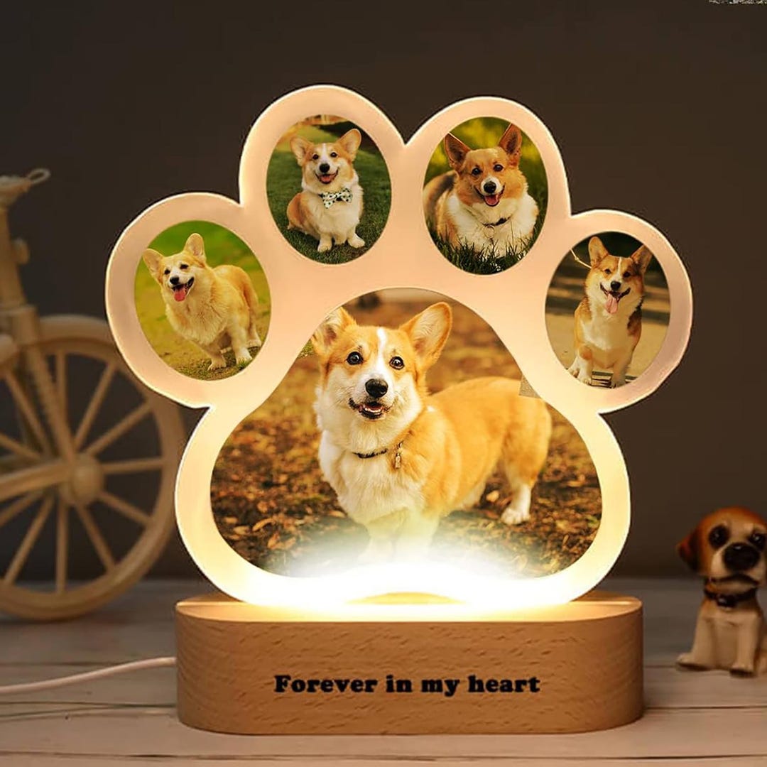 Custom Photo Dog Paw Night Light, Custom Photo Dog Lamp, Personalized ...