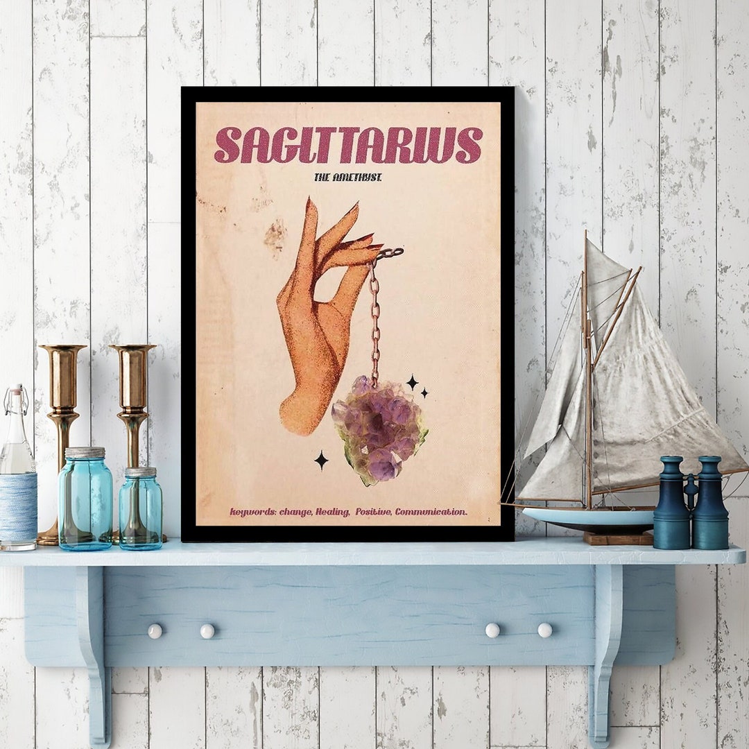 Sagittarius the Amethyst Vintage Poster, Sagittarius Zodiac Poster ...