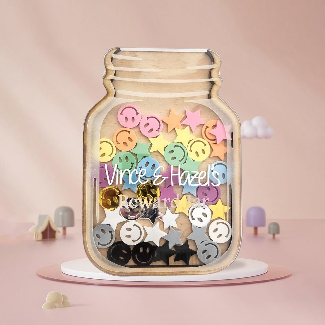 Custom Reward Jar With Tokens, Smile Face Reward Jar, Colorful ...
