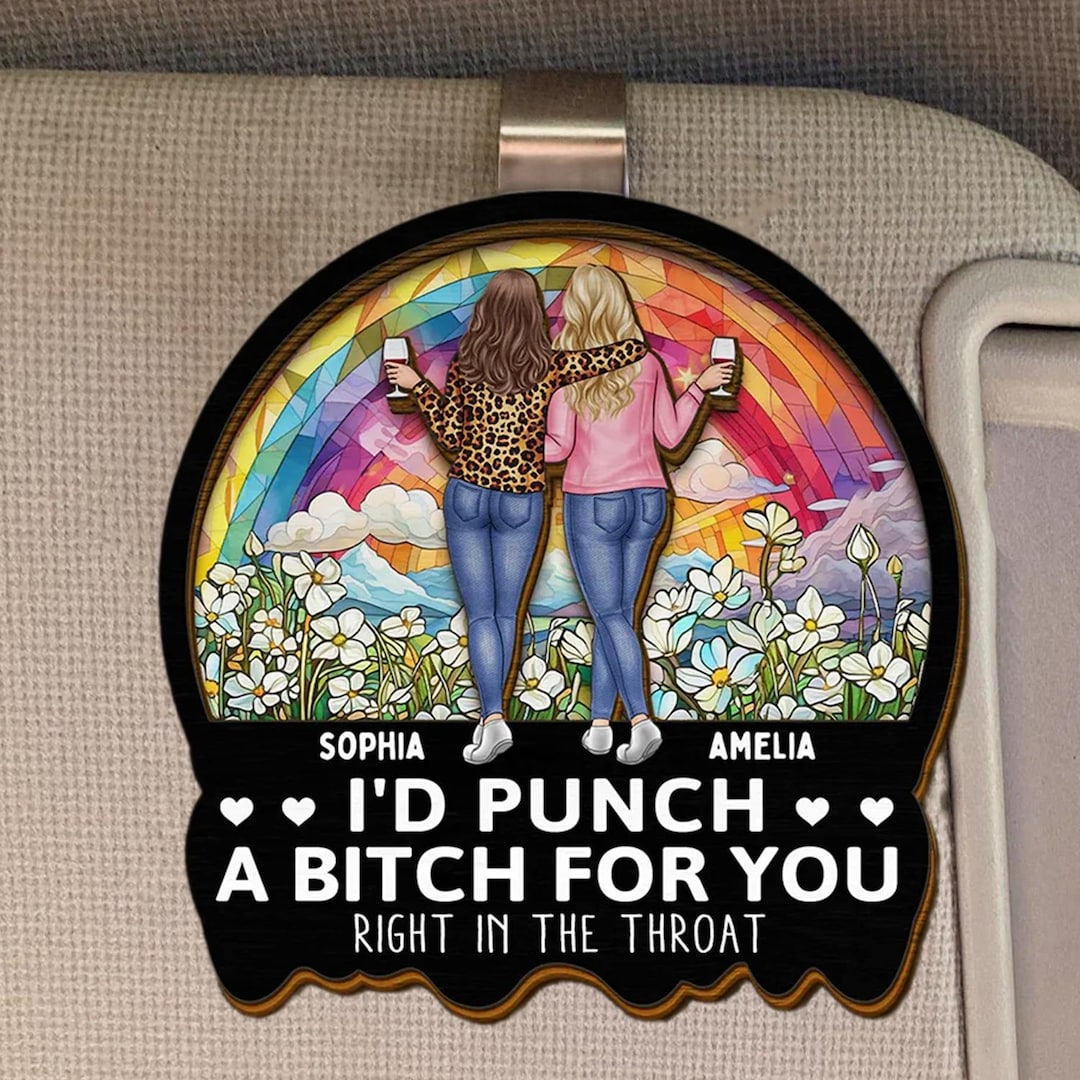 Custom Sun Visor Clip, Right in the Throat Bestie Sister Car Visor Clip ...