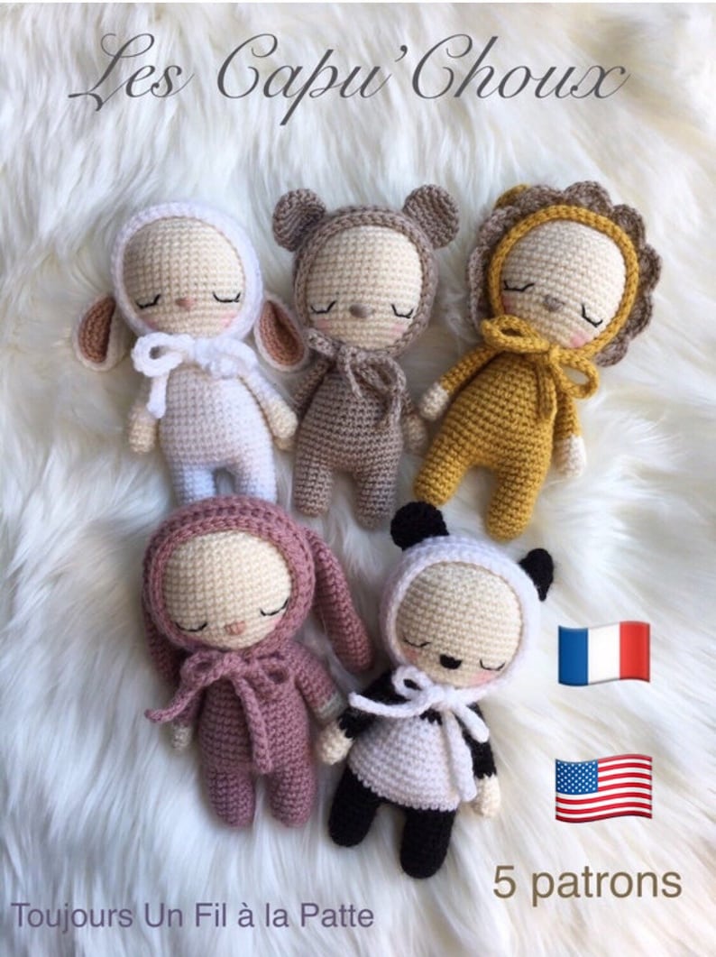 5 Capu'choux Tutorial Patterns Rabbit, Panda, Sheep, Lion, Bear ...