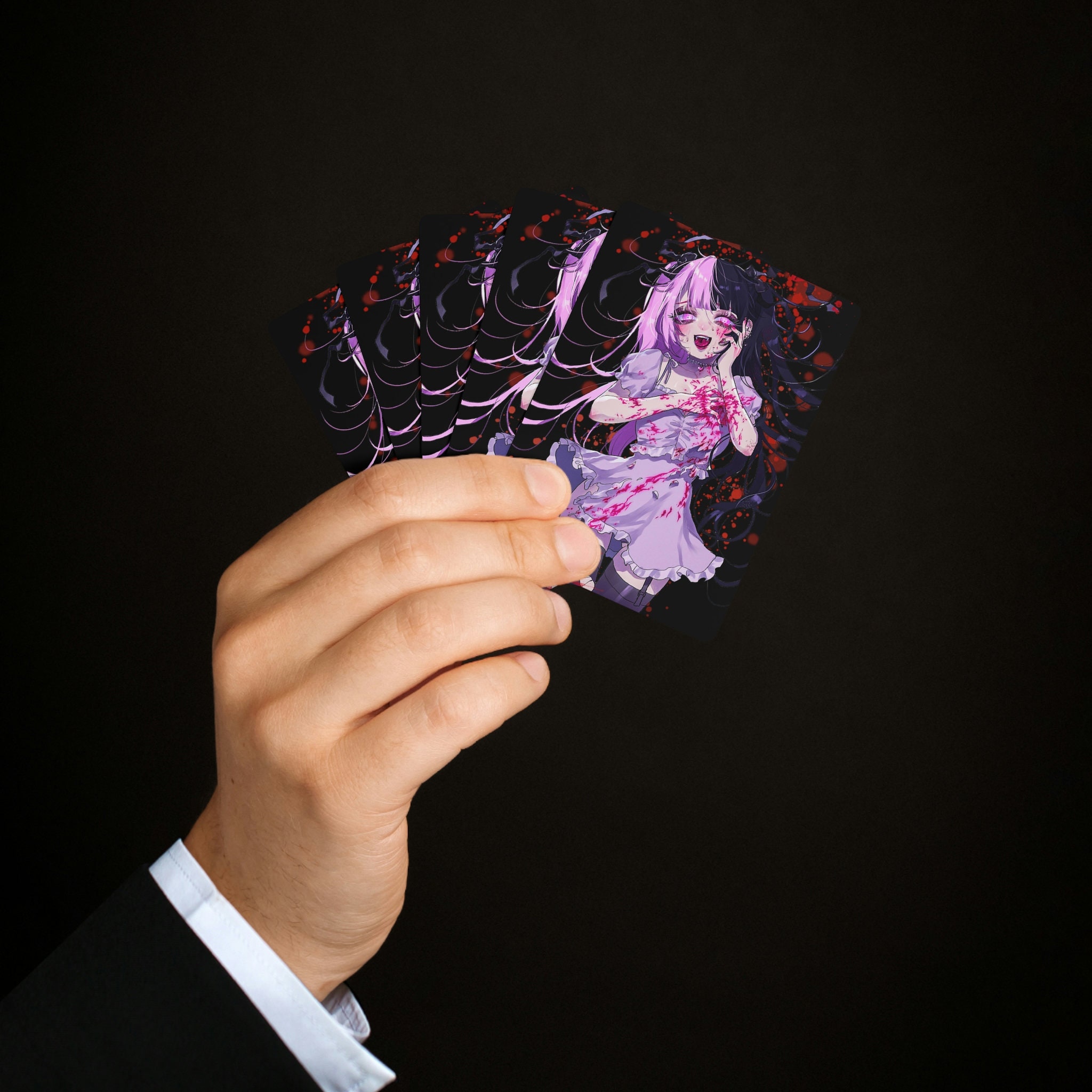 Gory Anime Girl POKER Cards Bloody Splatter Card Game Cute Yamikawaii ...