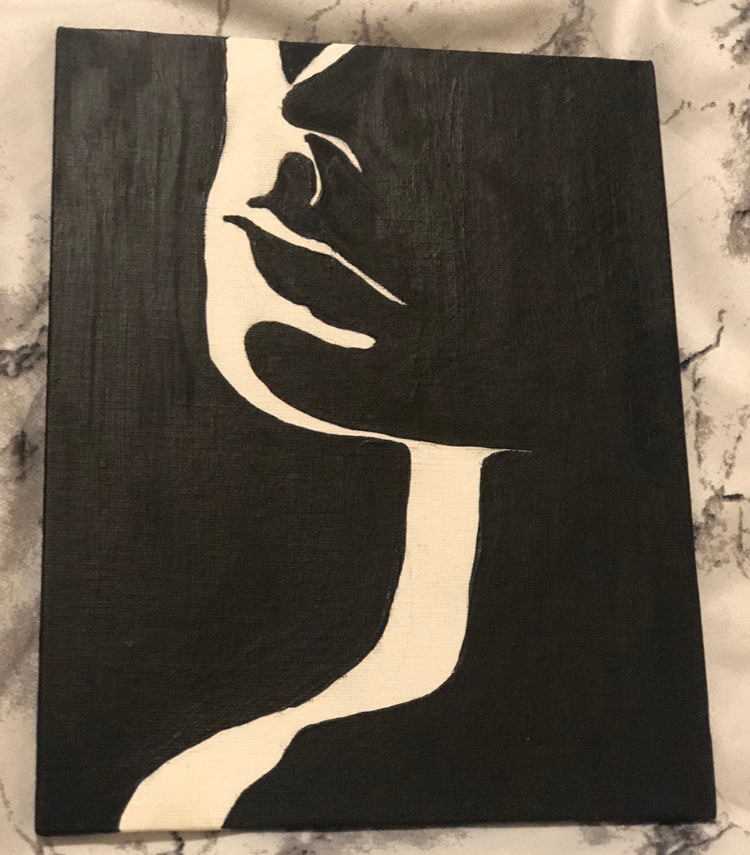 Abstract Face, Acrylic on Canvas, Custom Painting, Face in Black and ...