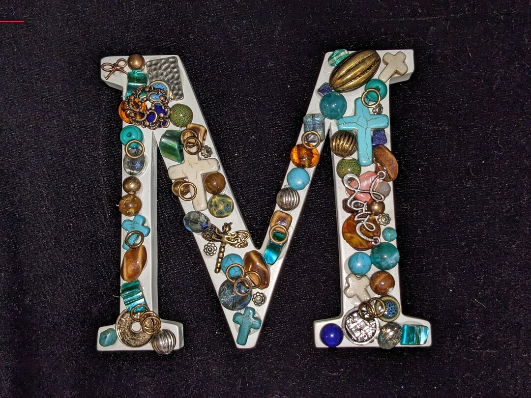 Unique Letter "m" Upcycled Turquoise Bejeweled Wall Hanging Decor Art ...