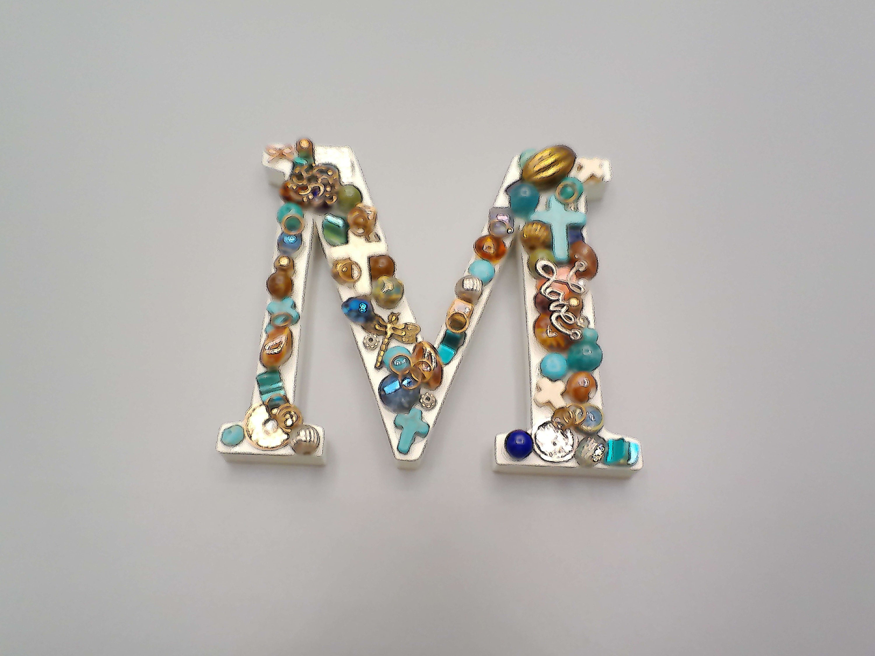 Unique Letter "m" Upcycled Turquoise Bejeweled Wall Hanging Decor Art ...