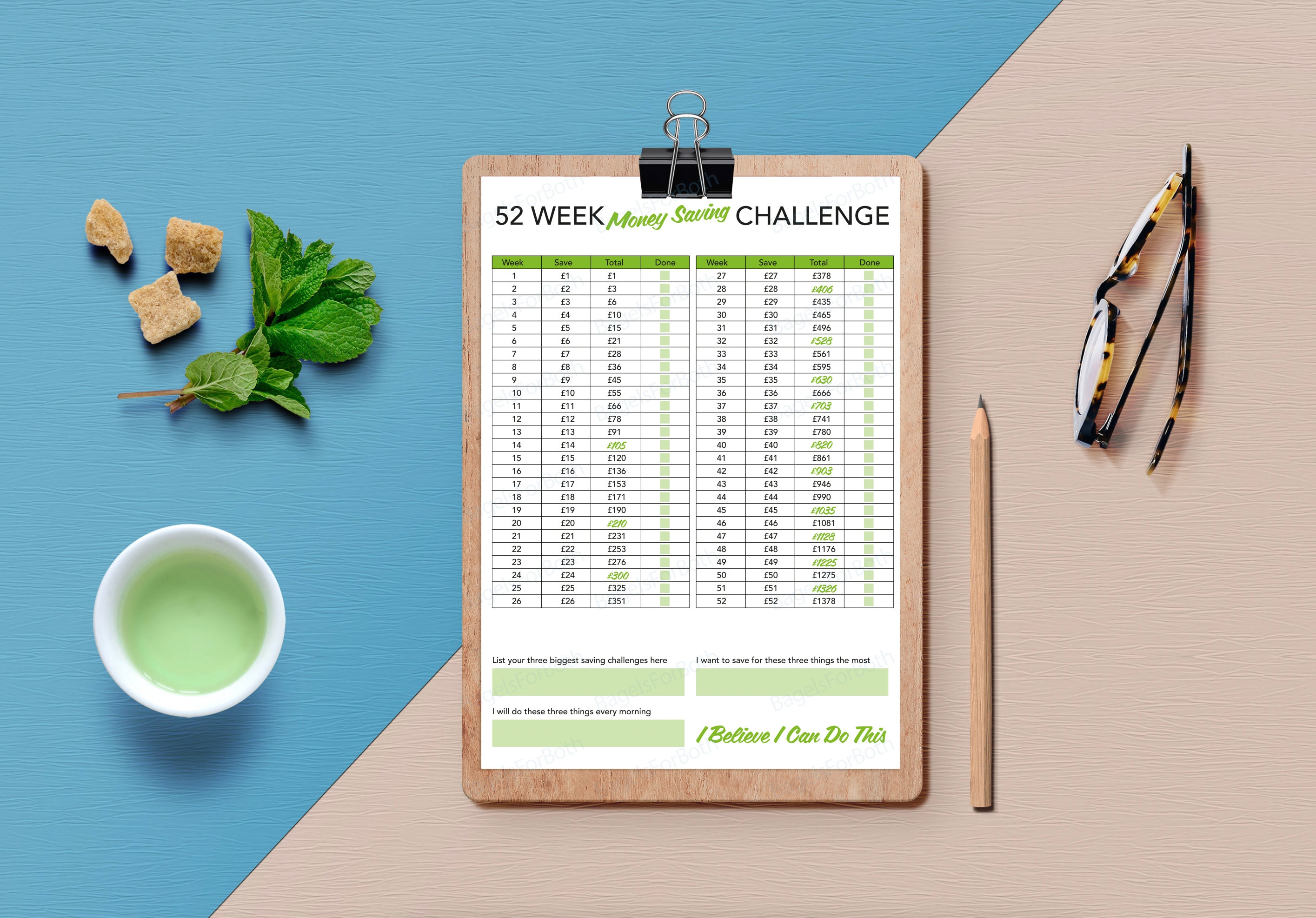 Week Money Saving Calendar