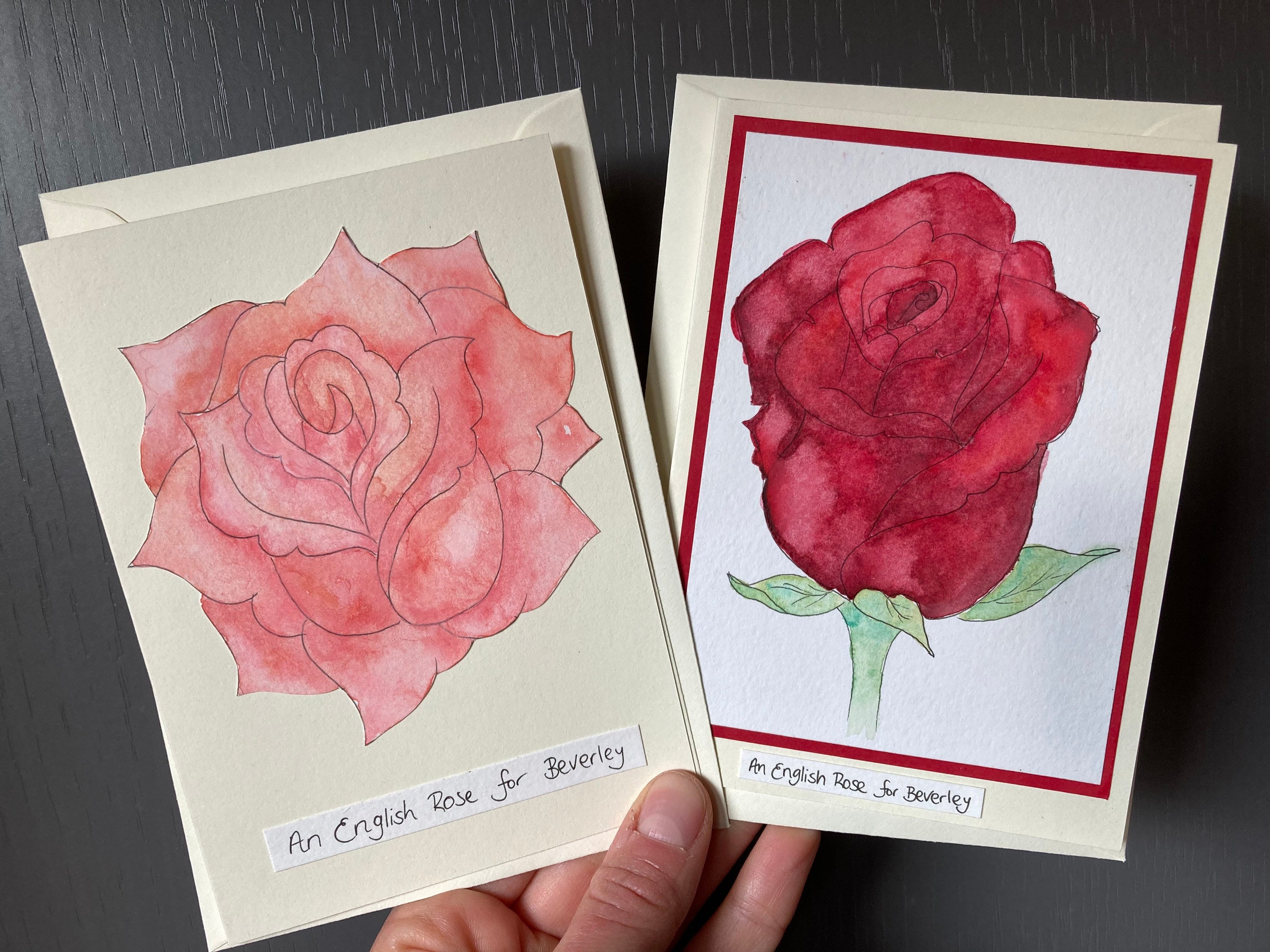 Rose Card Red Rose Card Watercolour Rose Card Hand Painted | Etsy