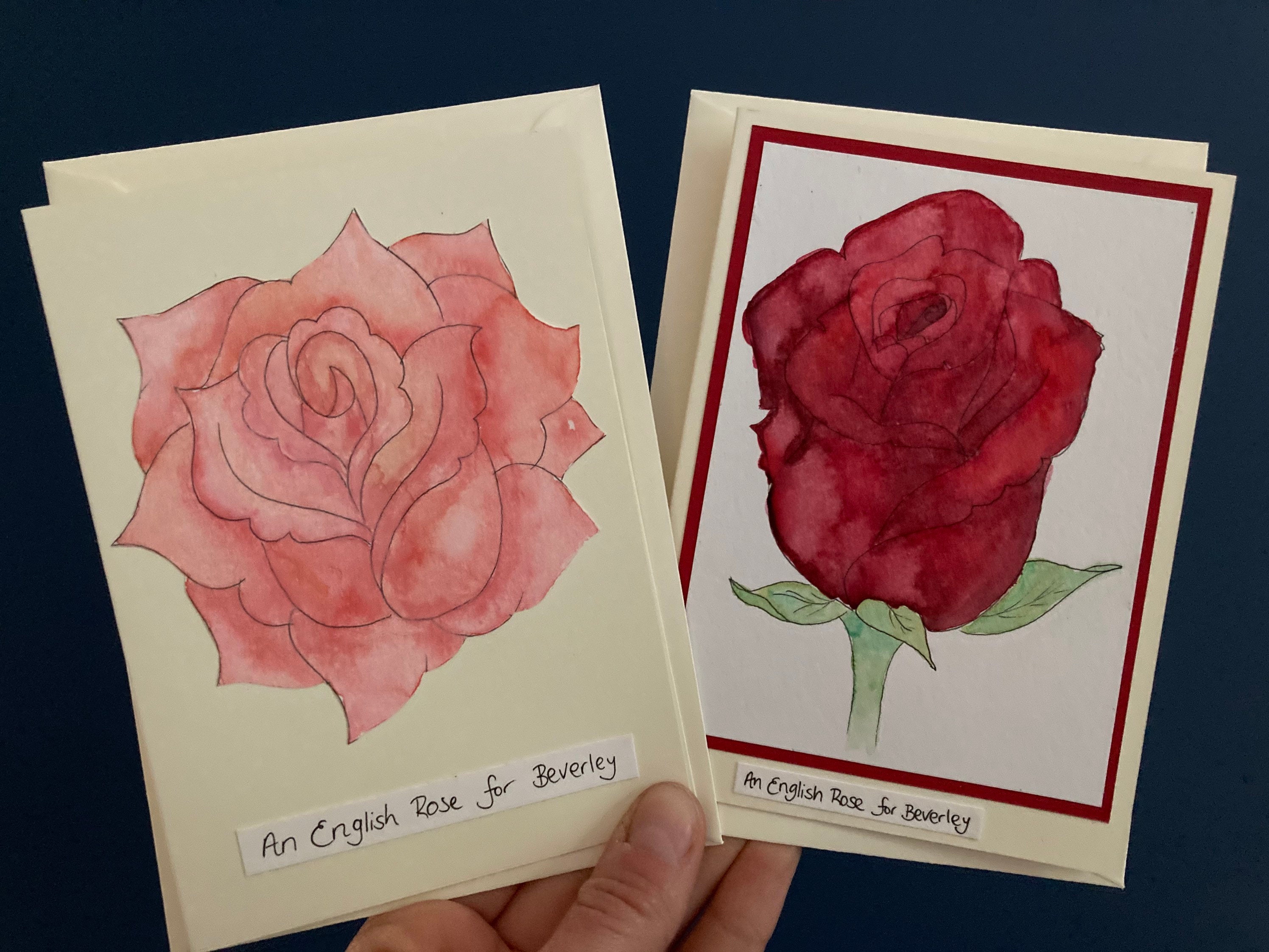 Rose Card Red Rose Card Watercolour Rose Card Hand Painted | Etsy