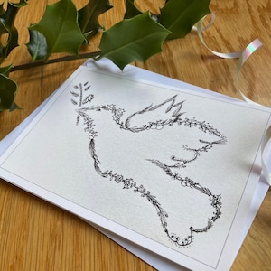 Hand-drawn Dove Christmas Card: Ornate Peace Card - Etsy