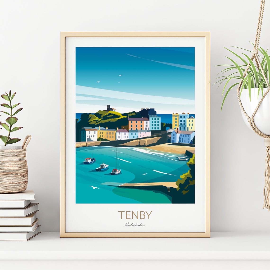 Tenby Print Wales Travel Poster Pembrokeshire National | Etsy