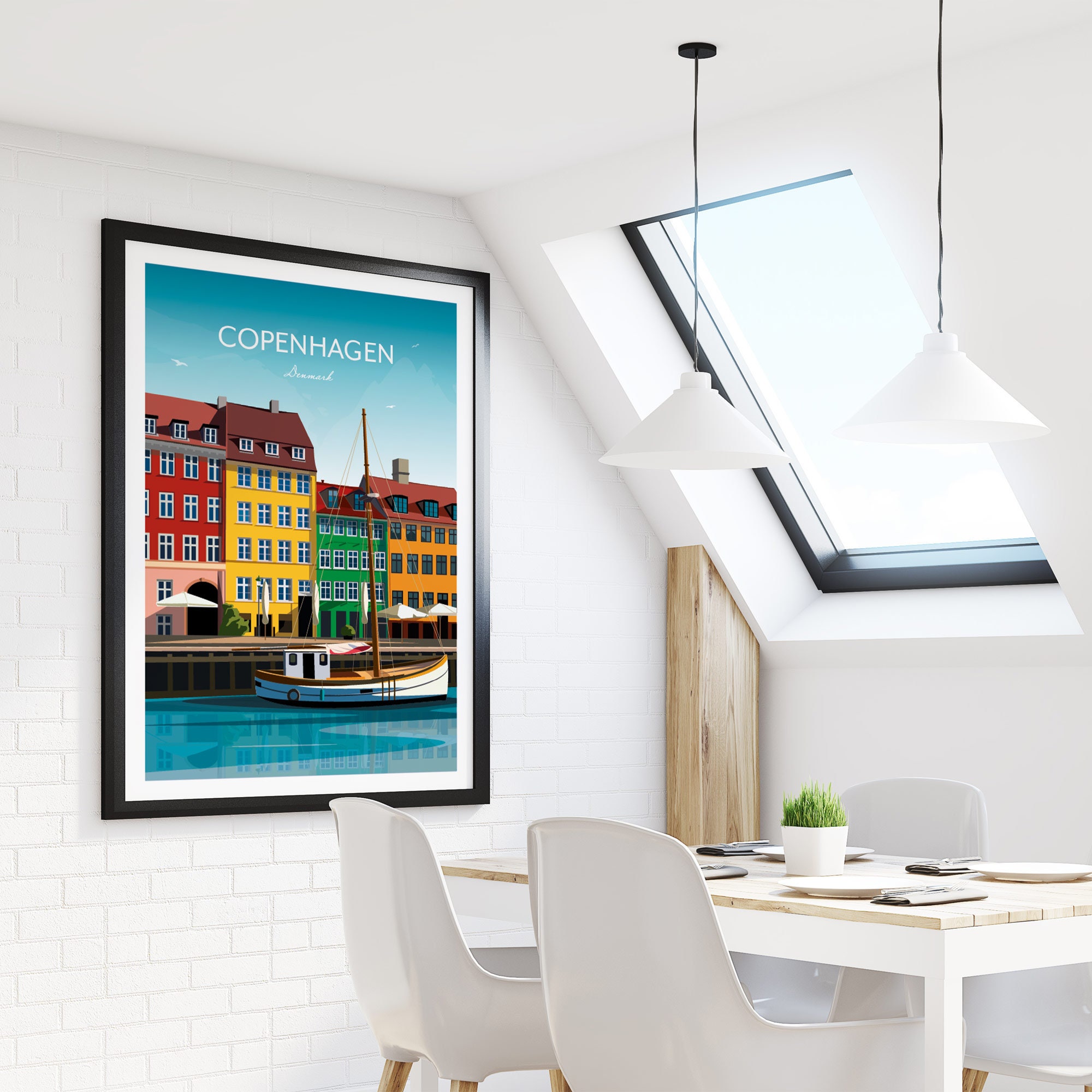 Denmark Print - Copenhagen Travel Poster - Etsy UK