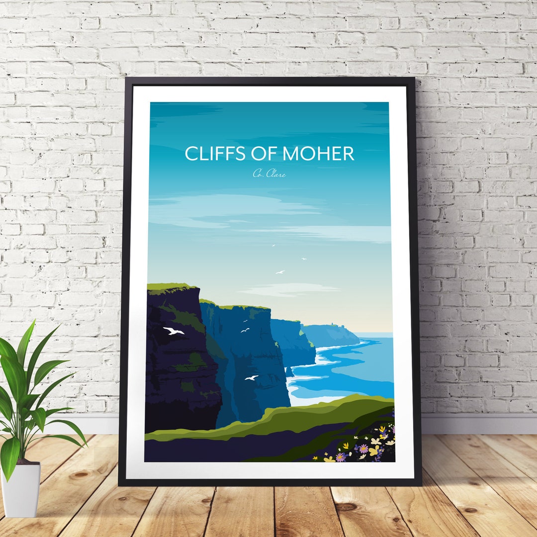 Ireland Art Print, Cliffs of Moher, Irish Print, Ireland Travel Poster ...