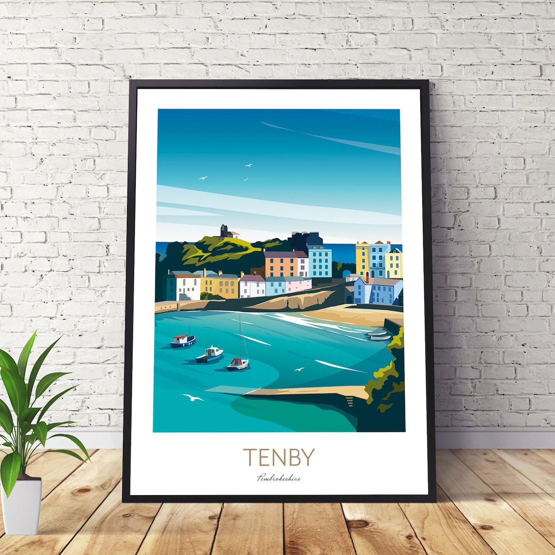 Tenby Print - Wales Travel Poster - Pembrokeshire National Park - Etsy UK