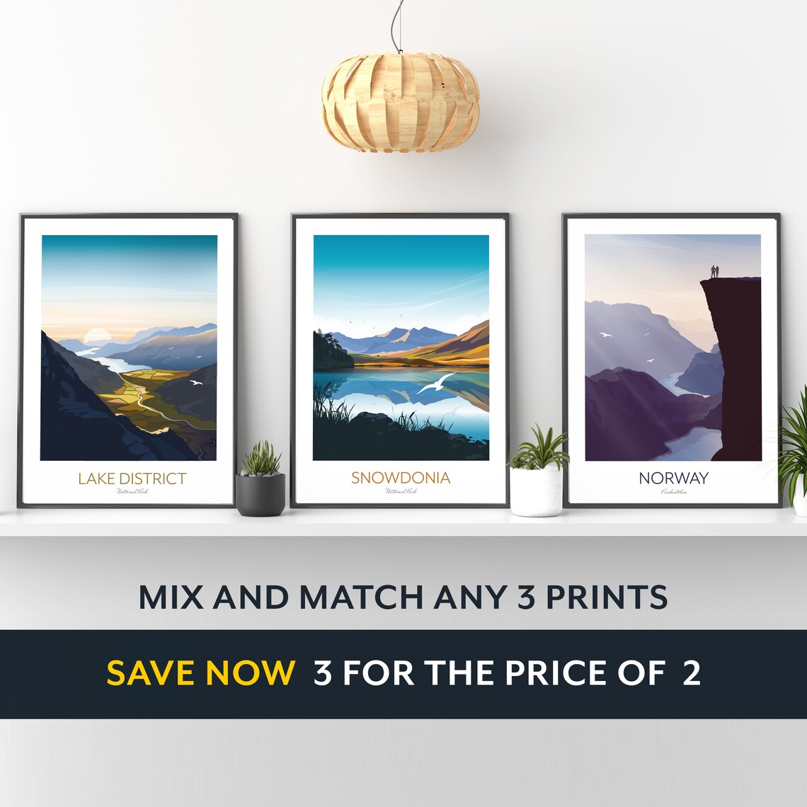 Scotland Prints Set of 2 - Cairngorms & Carrbridge, Scottish National ...