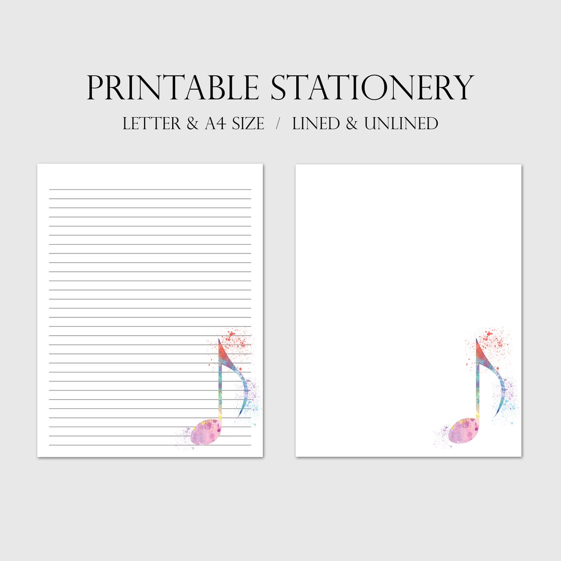 Printable Stationery Music Note Writing Paper Download - Etsy.de