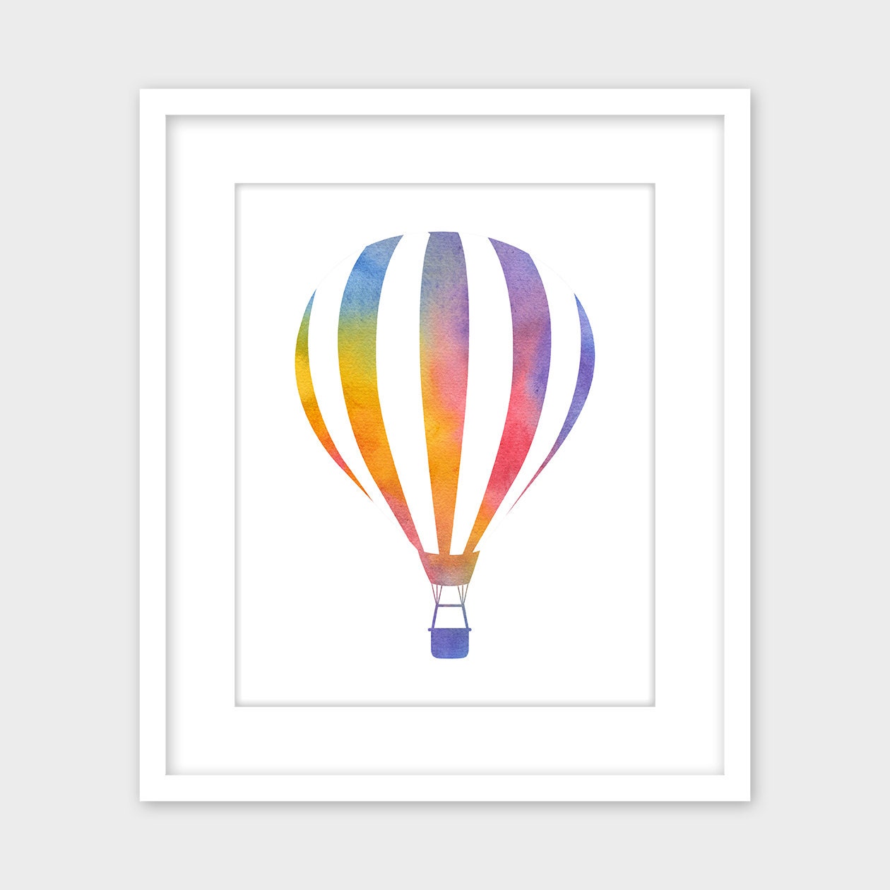 Hot Air Balloon Colorful Watercolor Art Print Printable Wall | Etsy
