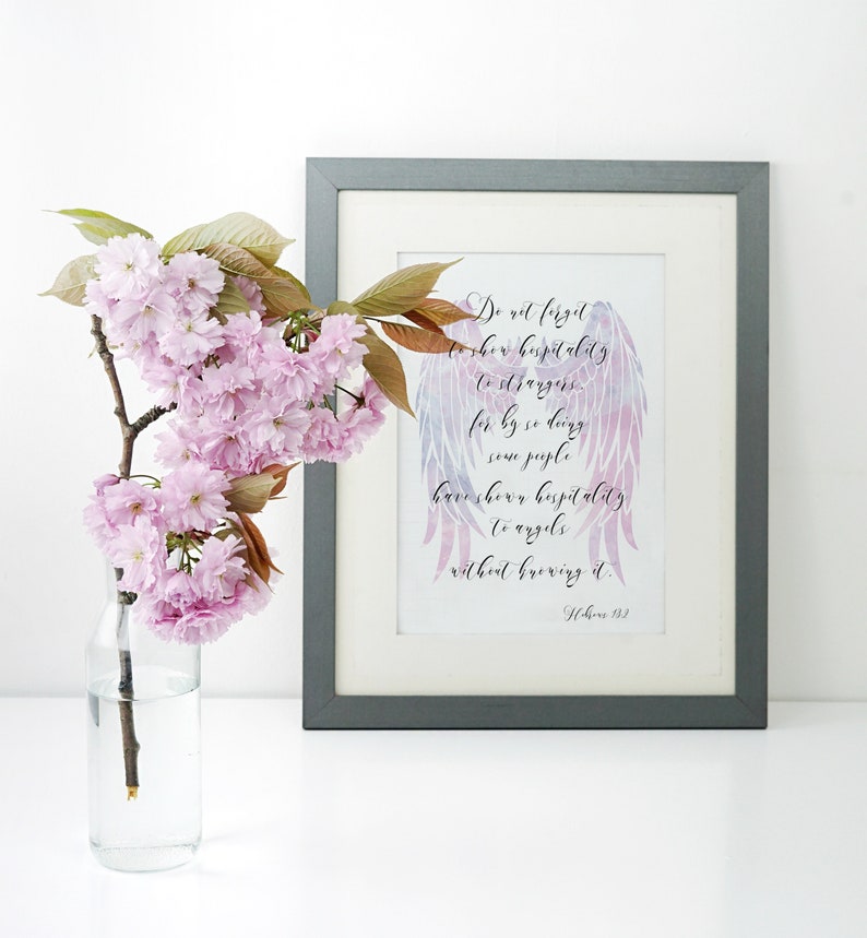 Hebrews 13:2 Entertaining Angels Bible Verse Wall Art Print - Etsy