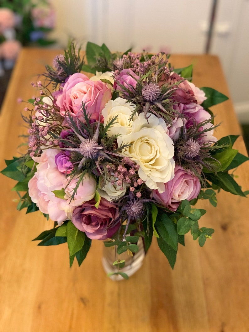 Natalie Artificial Flower Bridal Bouquet Silk Peony Rose - Etsy